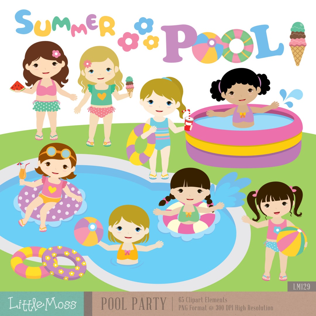 Girls Pool Party Digital Clipart - Etsy