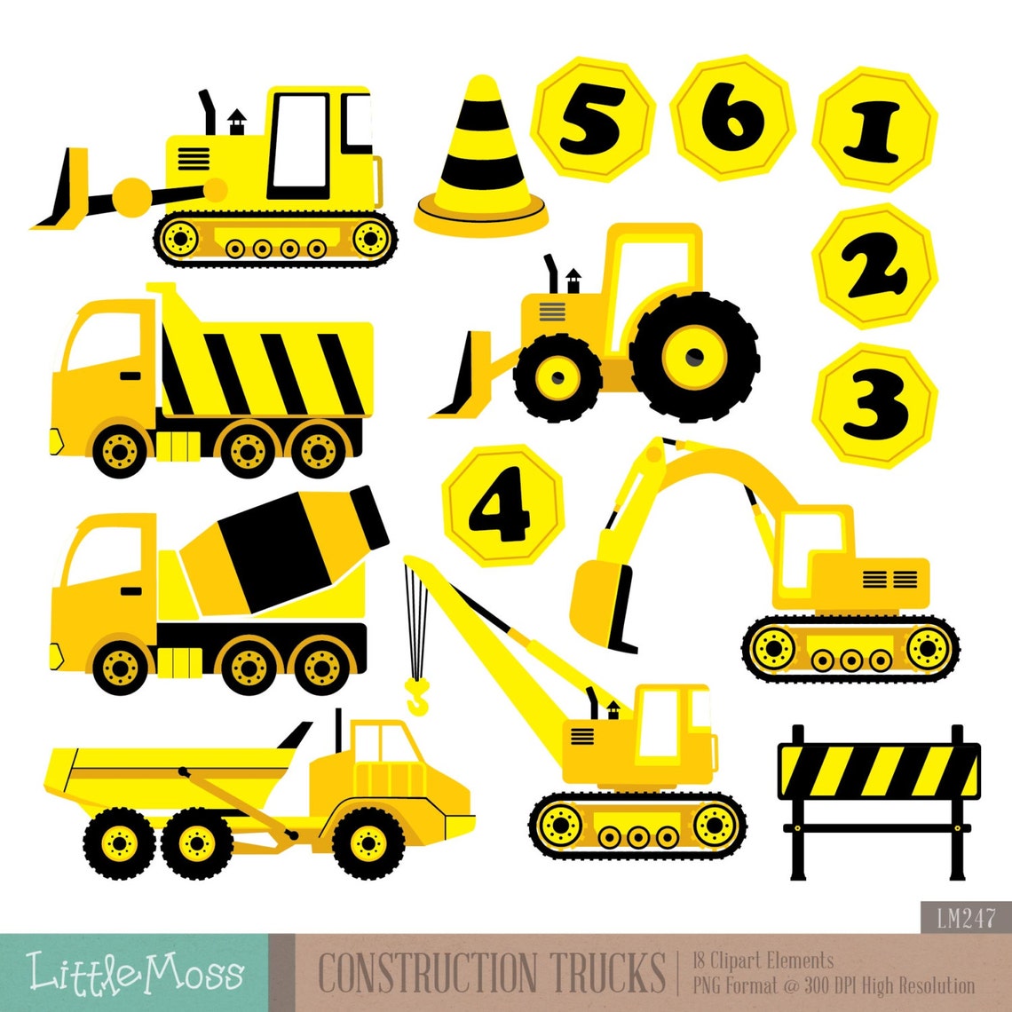 Construction Trucks Digital Clipart - Etsy