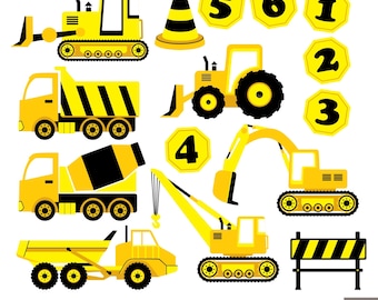 CONSTRUCTION TRUCKS - Digital Clipart Set, Construction Clipart ...