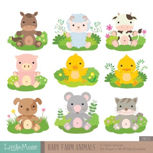 Baby Farm Animals Digital Clipart - Etsy