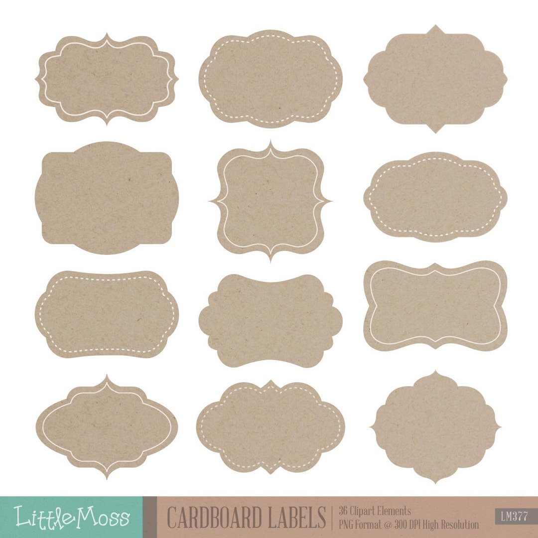 Kraft Paper Labels Clipart, Cardboard Labels Clip Art - Etsy