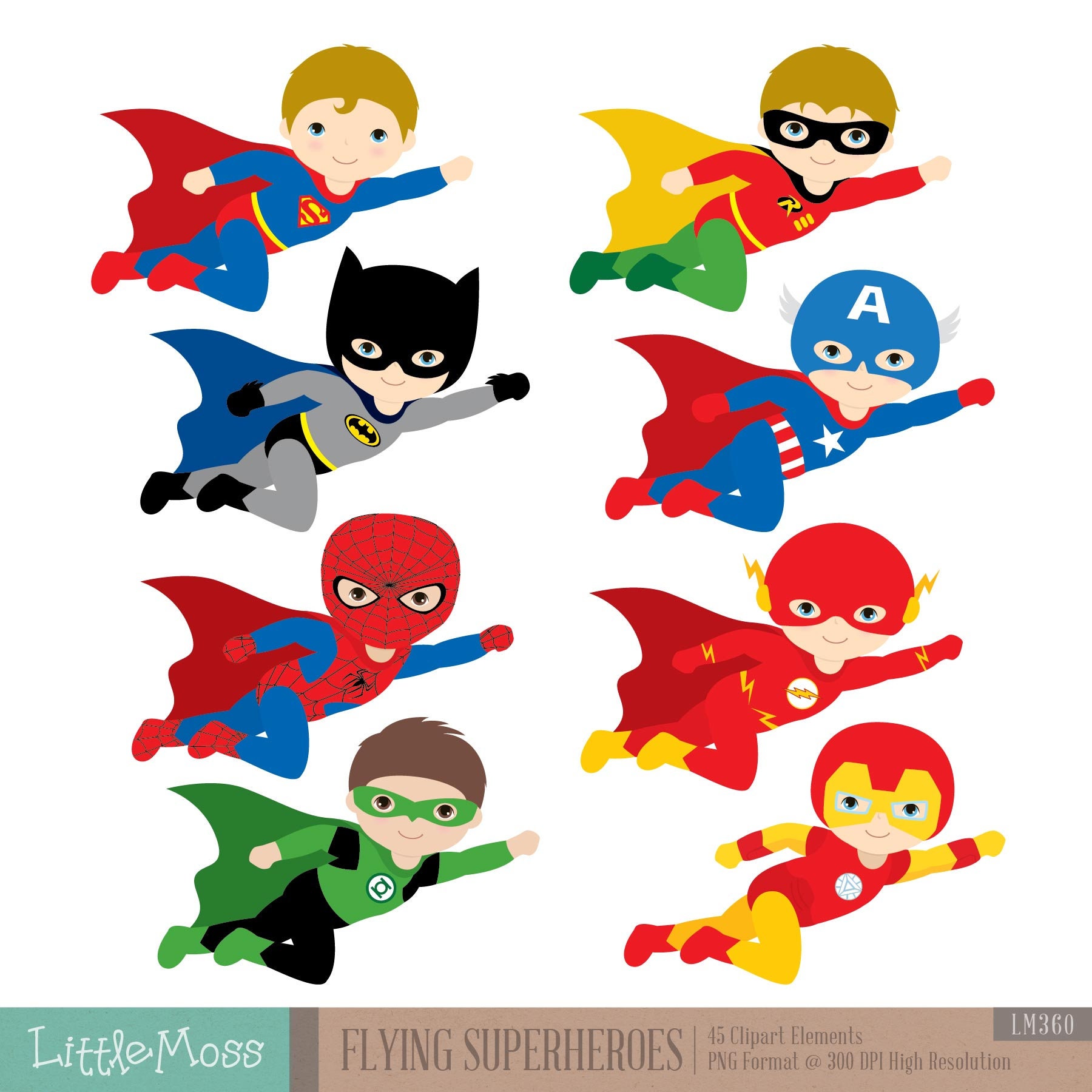 Flying Superhero Silhouette Clip Art