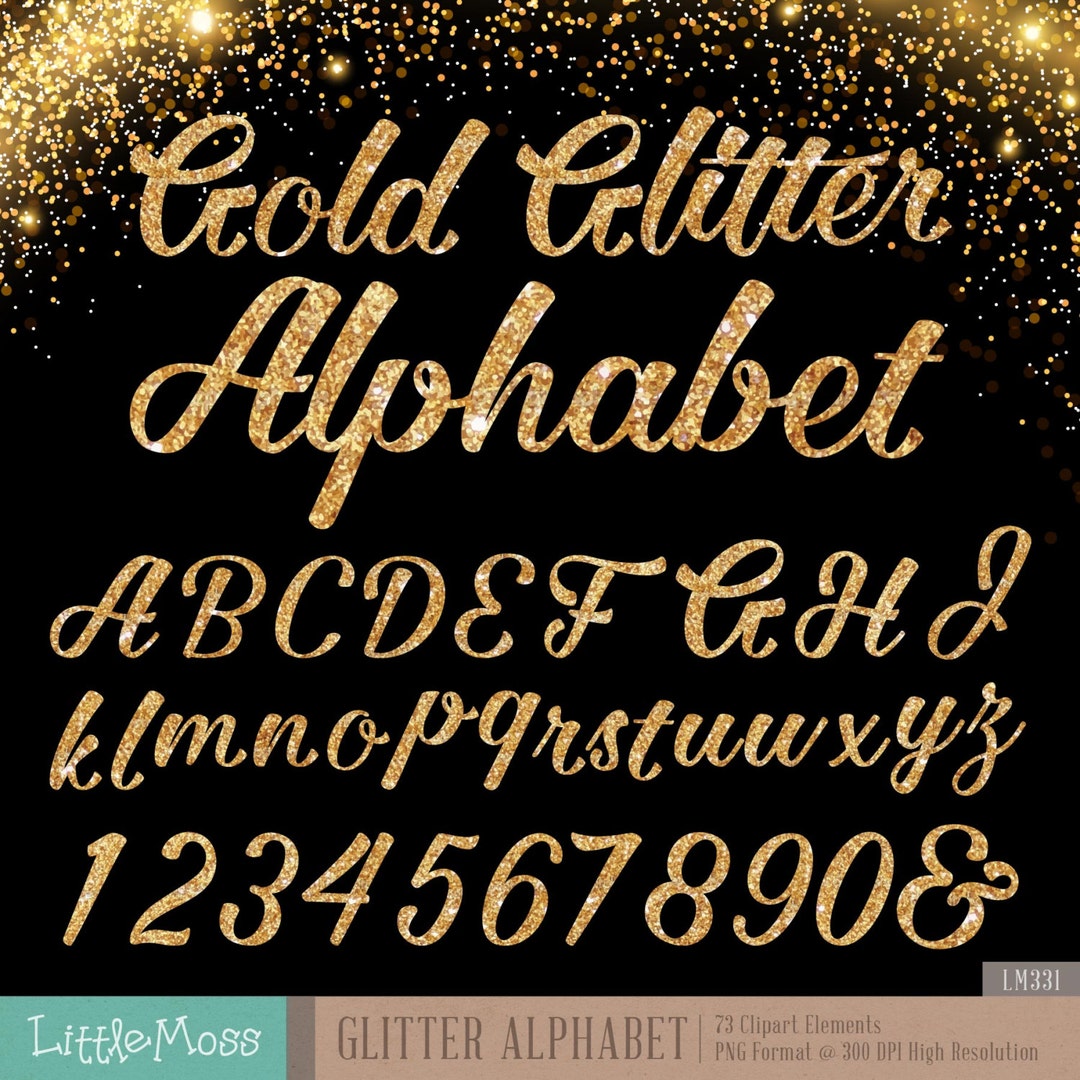 Gold Glitter Alphabet Digital Clipart - Etsy