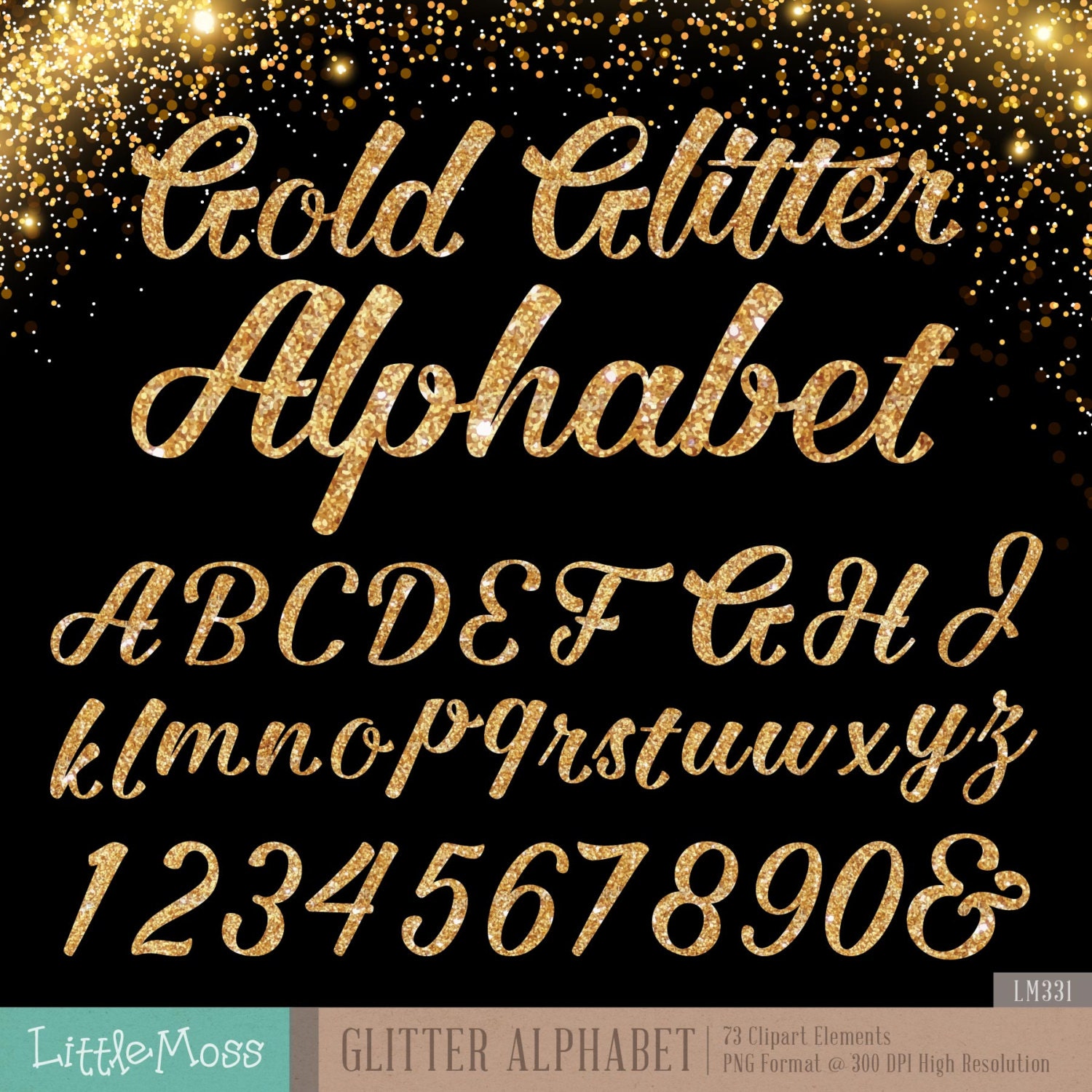 Gold Glitter Alphabet Digital Clipart - Etsy