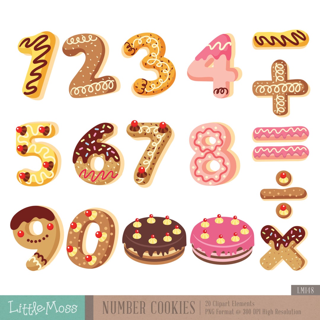 Number Cookies Digital Clipart - Etsy