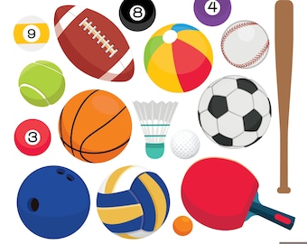 Sport Balls Clipart Baseball Clipart Football Clipart - Etsy