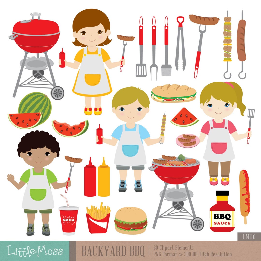Backyard BBQ Digital Clipart - Etsy