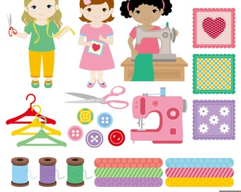 Sewing Digital Clip Art 39 Hand Drawn Illustrations - Etsy