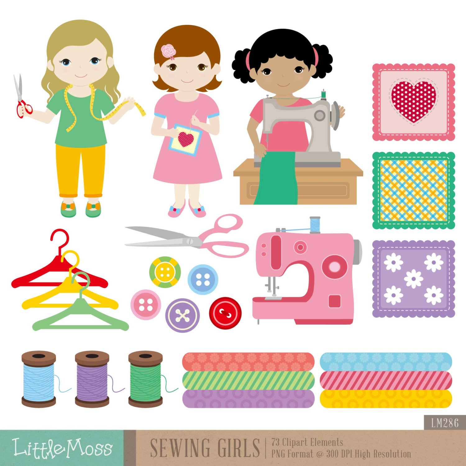 Kids Sewing Clip Art