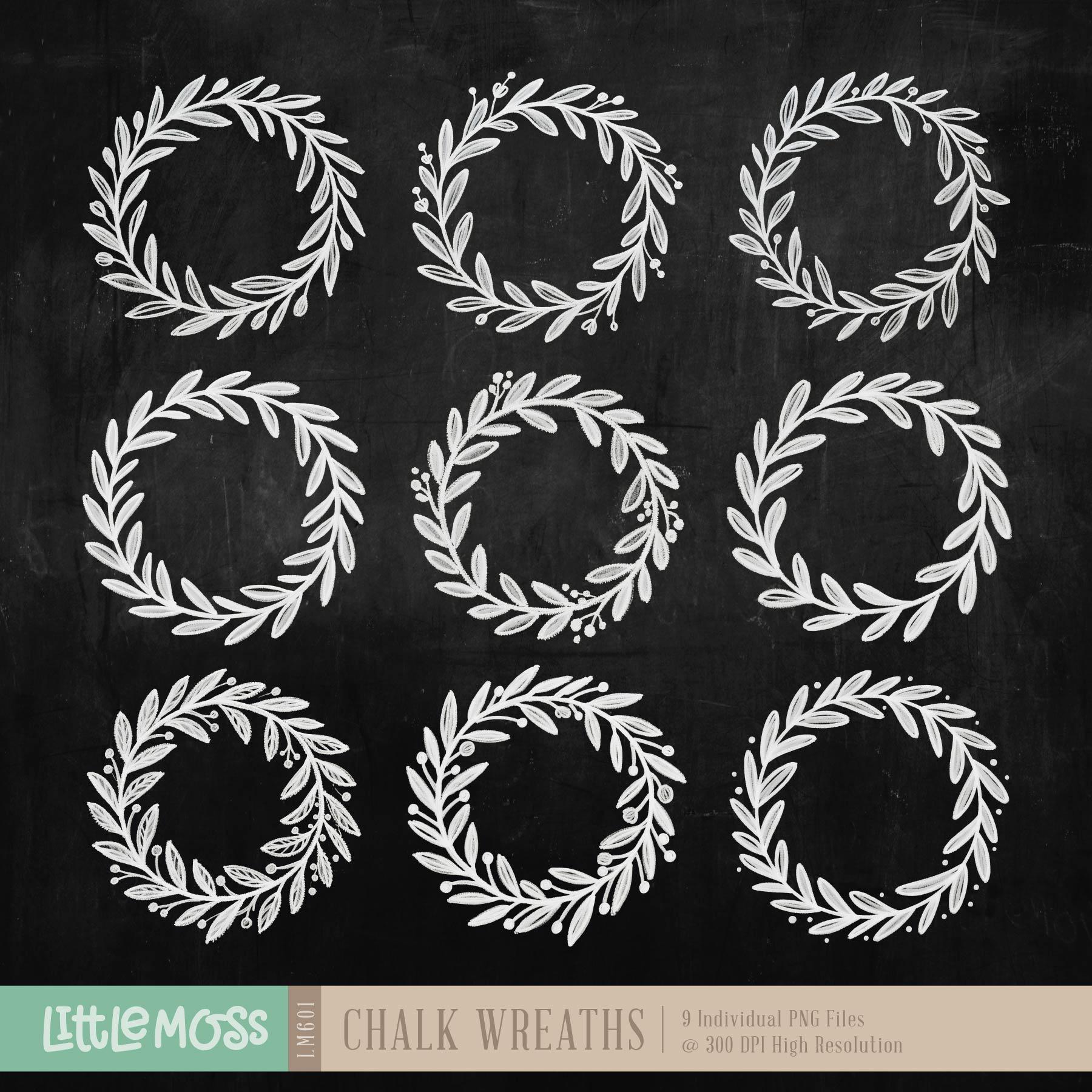 Chalk Wreath Clipart: Hand-drawn Laurel Designs (digital Download) - Etsy