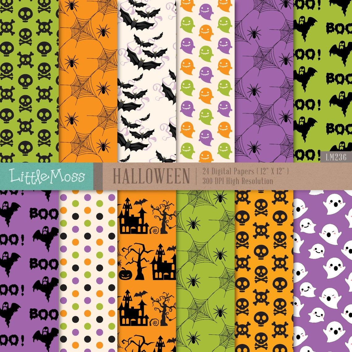 24 Halloween Digital Papers - Etsy UK