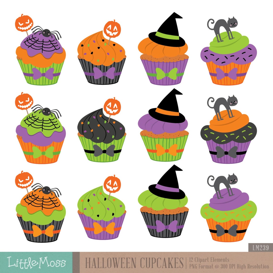 Halloween Cupcakes Digital Clipart | Etsy