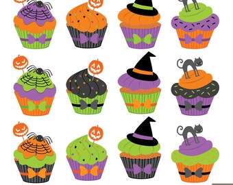 Halloween Cupcakes Clipart, Halloween Clipart, Halloween Digital ...