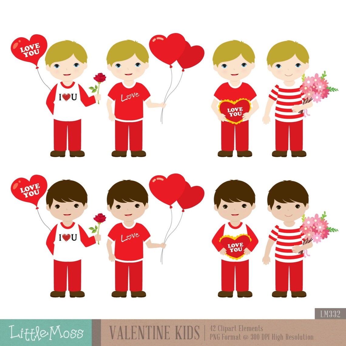 Valentine Kids Digital Clipart - Etsy