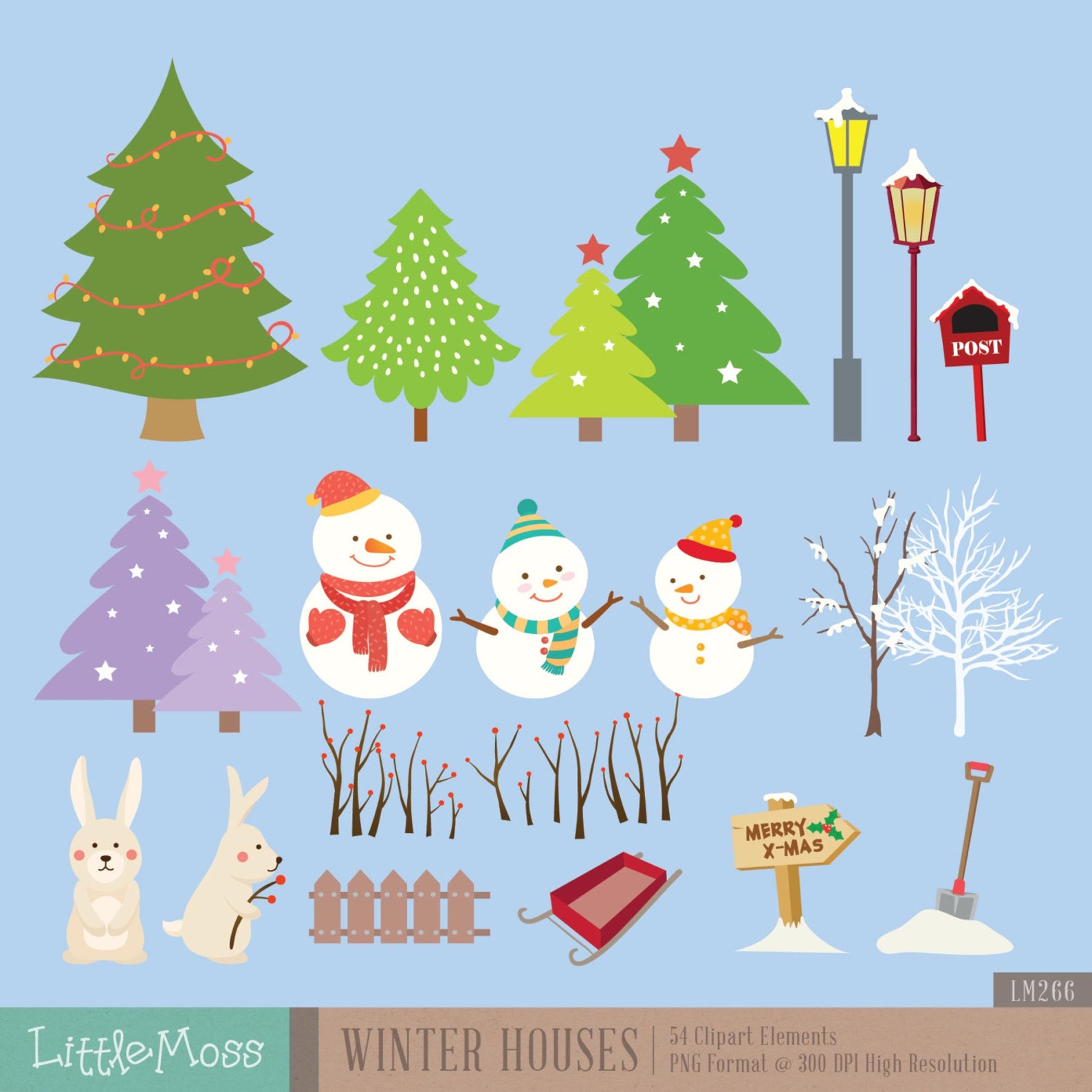 Winter Houses Digital Clipart - Etsy