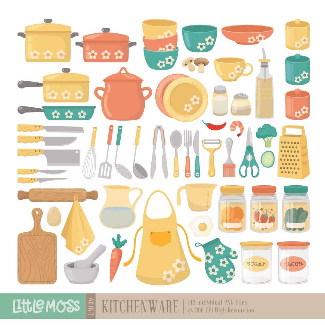 Kitchenware Digital Clipart, Kitchen Utensils Clipart, Cookware PNG - Etsy