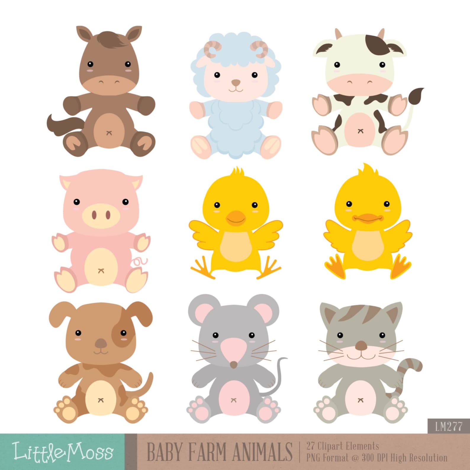 Baby Farm Animals Digital Clipart - Etsy