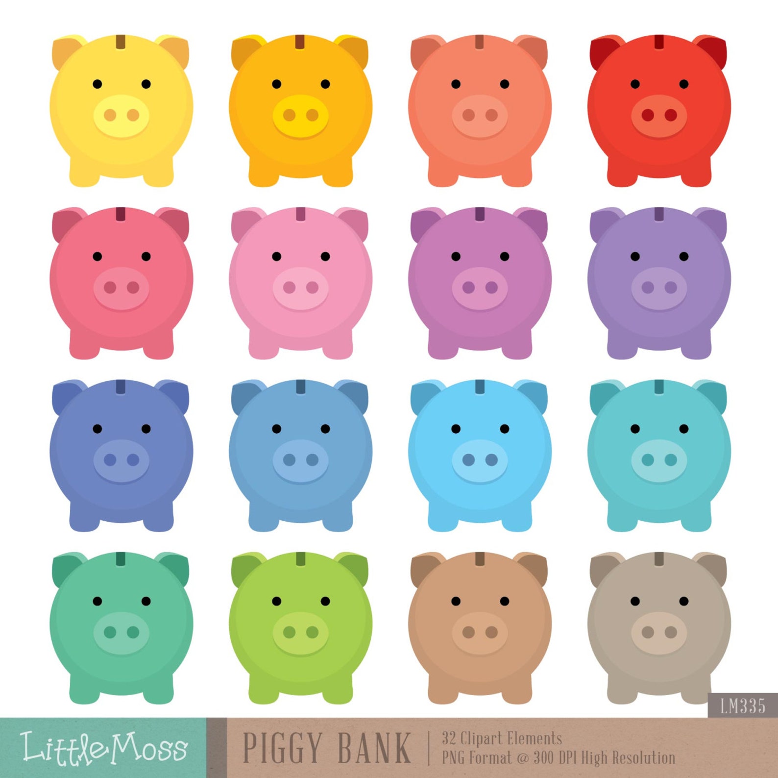 Piggy Bank Digital Clipart | Etsy