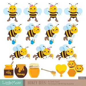 Honey Bees Digital Clipart - Etsy