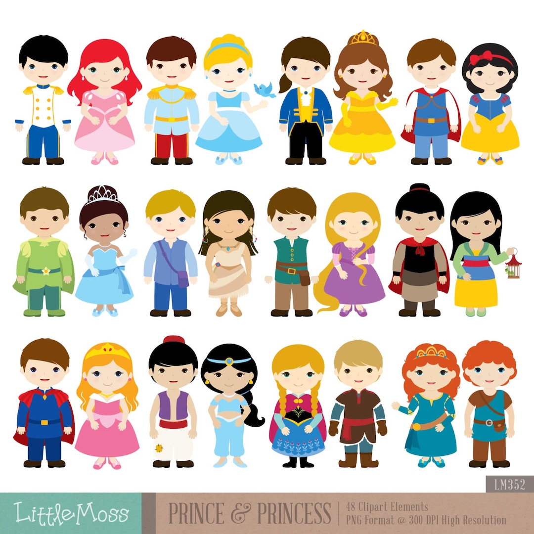 24 Prince and Princess Digital Clipart - Etsy