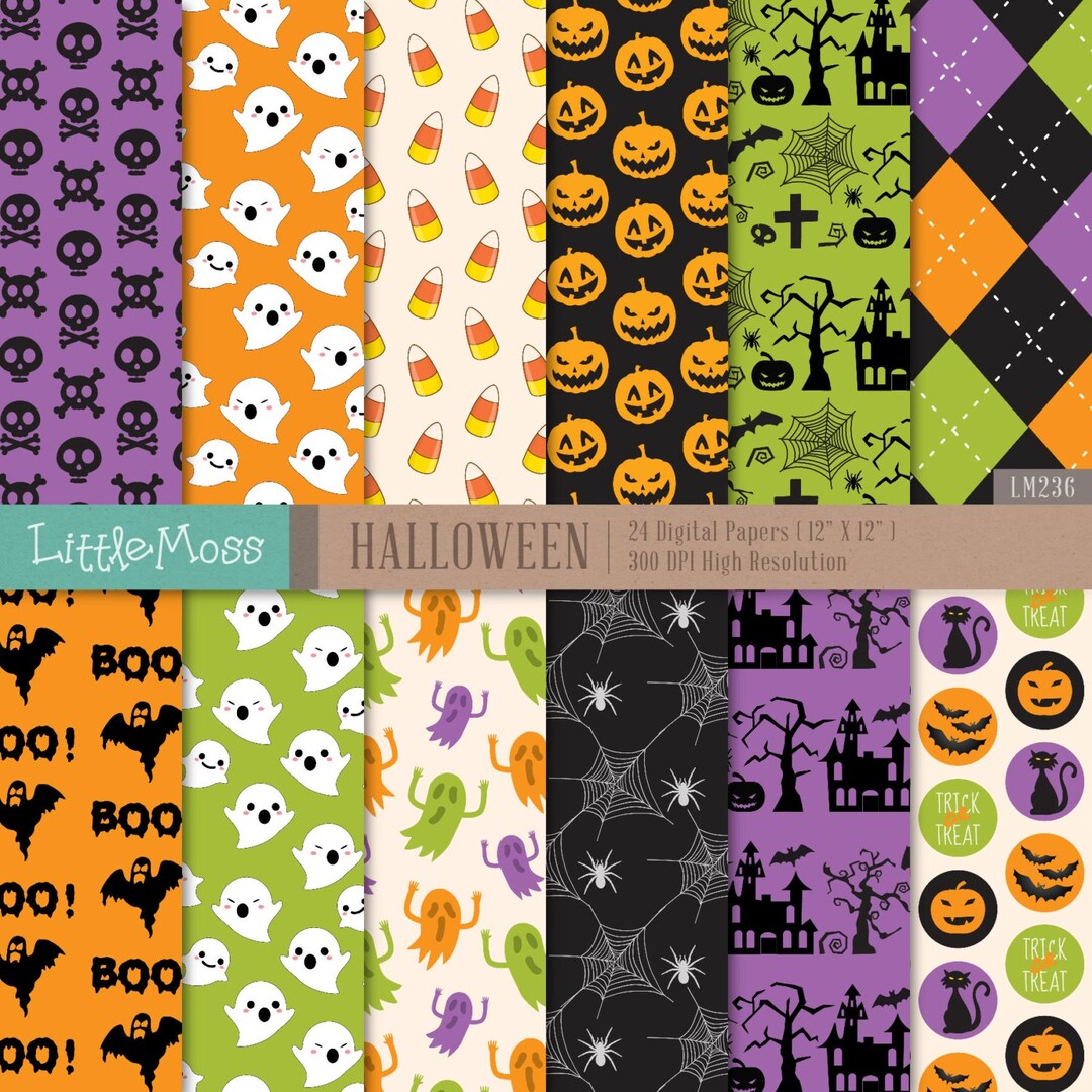 24 Halloween Digital Papers - Etsy