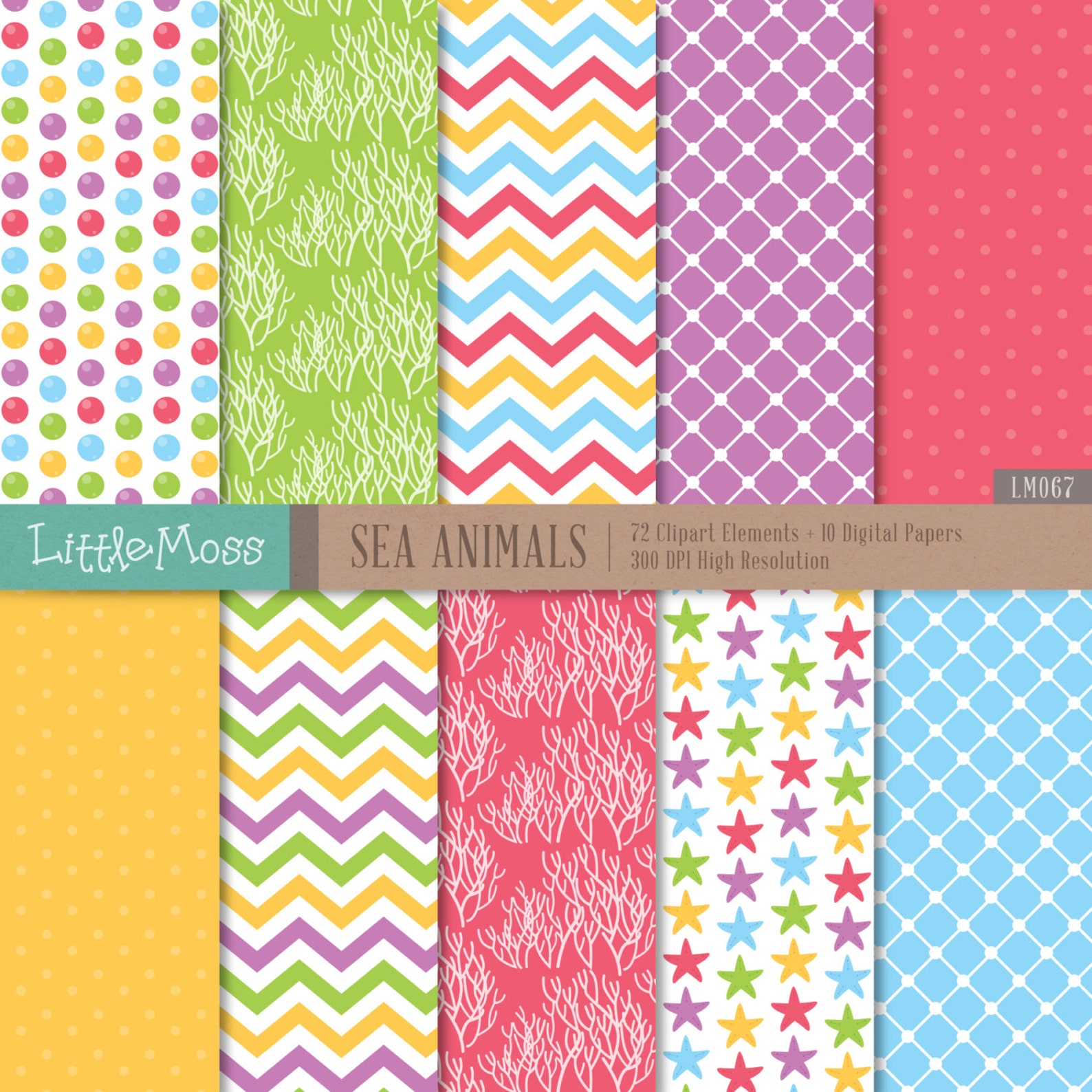 Sea Animals Digital Clipart and Papers Under The Sea Clipart | Etsy