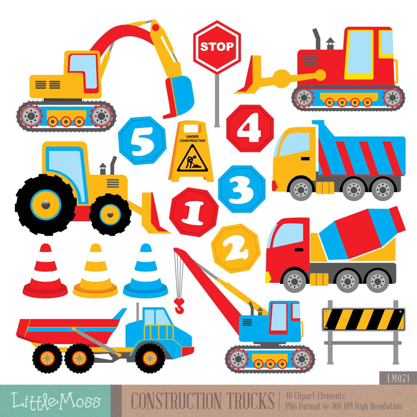 Construction Trucks Digital Clipart - Etsy