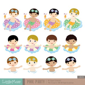 Boys Pool Party Digital Clipart - Etsy