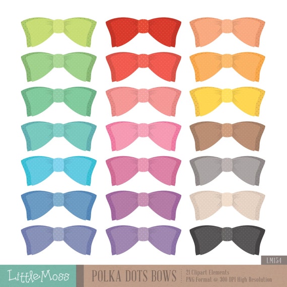 Polka Dots Bows Clipart | Etsy