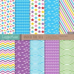 Under the Sea Digital Clipart and Papers, Sea Animals Clipart, Sea ...