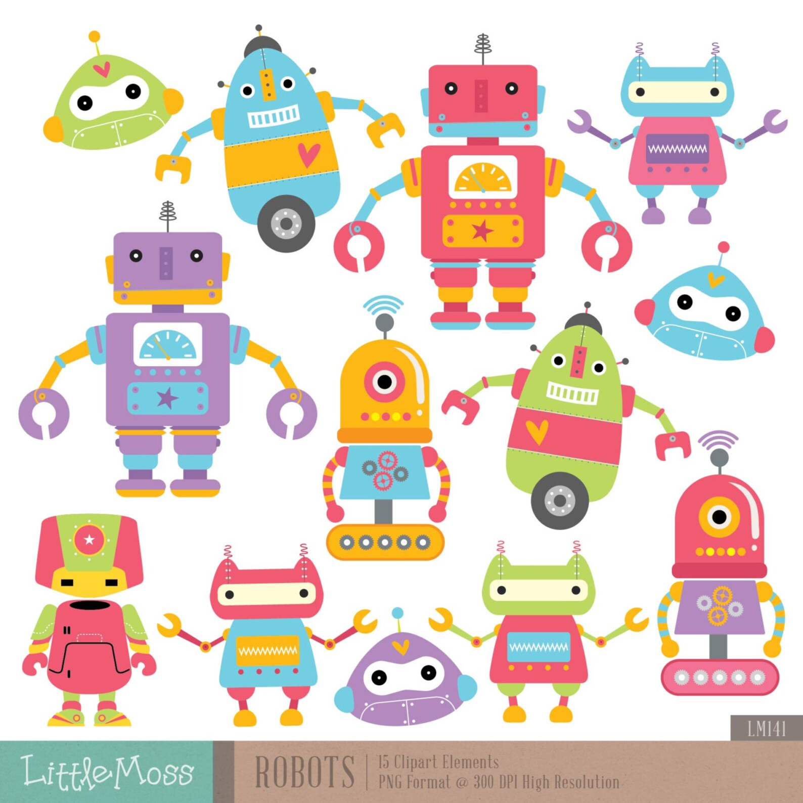 Robots Digital Clipart - Etsy