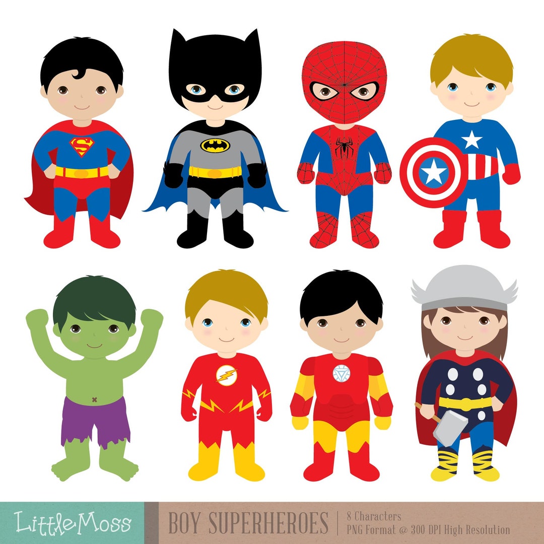 Superheroes Clipart - Etsy