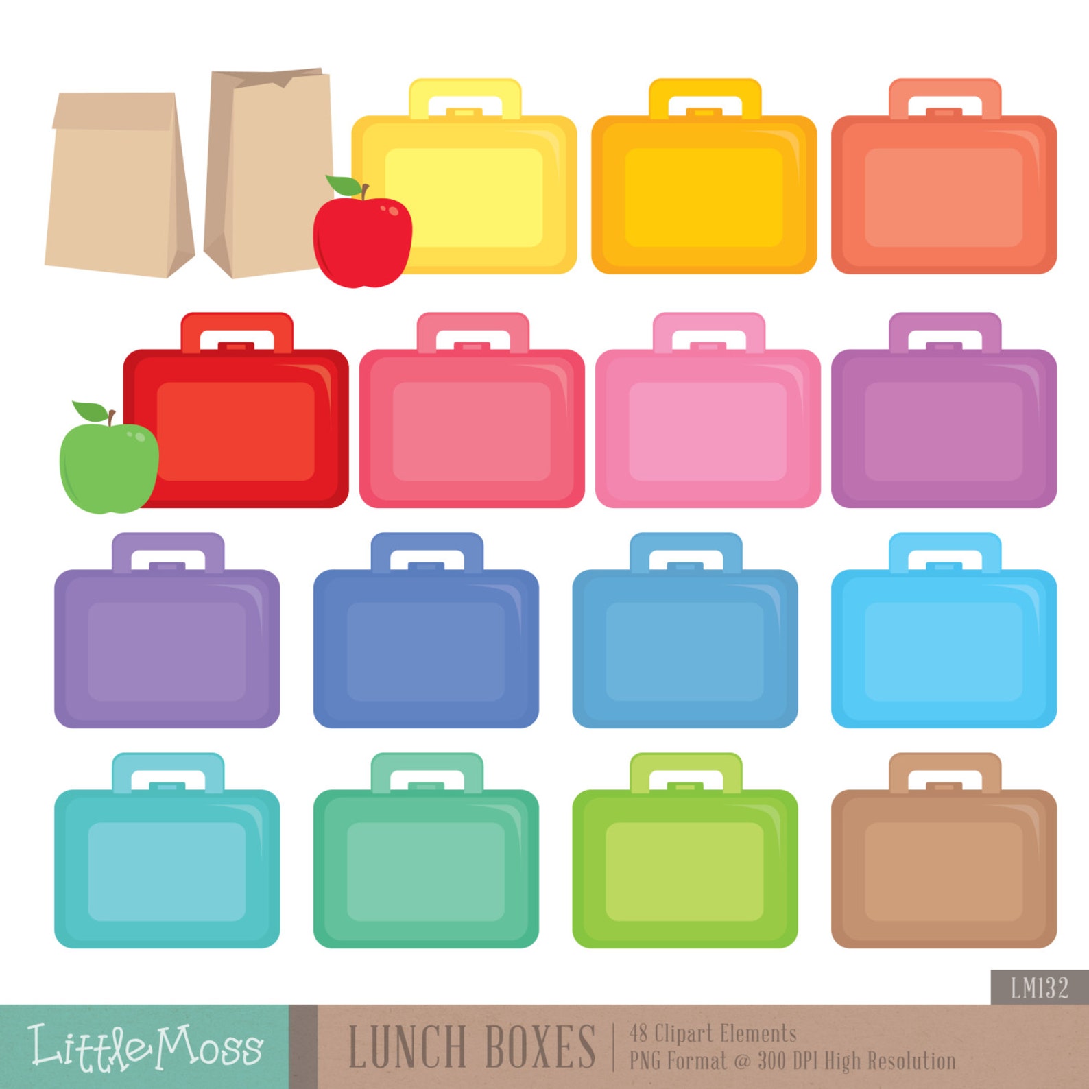 Lunch Boxes Digital Clipart Lunch Bags Clipart | Etsy