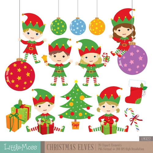 Christmas Elves Clipart Santa's Workshop Elf Clip Art - Etsy
