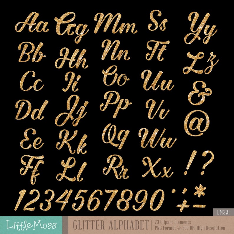 Gold Glitter Alphabet Digital Clipart - Etsy