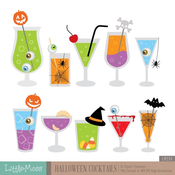 Halloween Cocktails Digital Clipart - Etsy