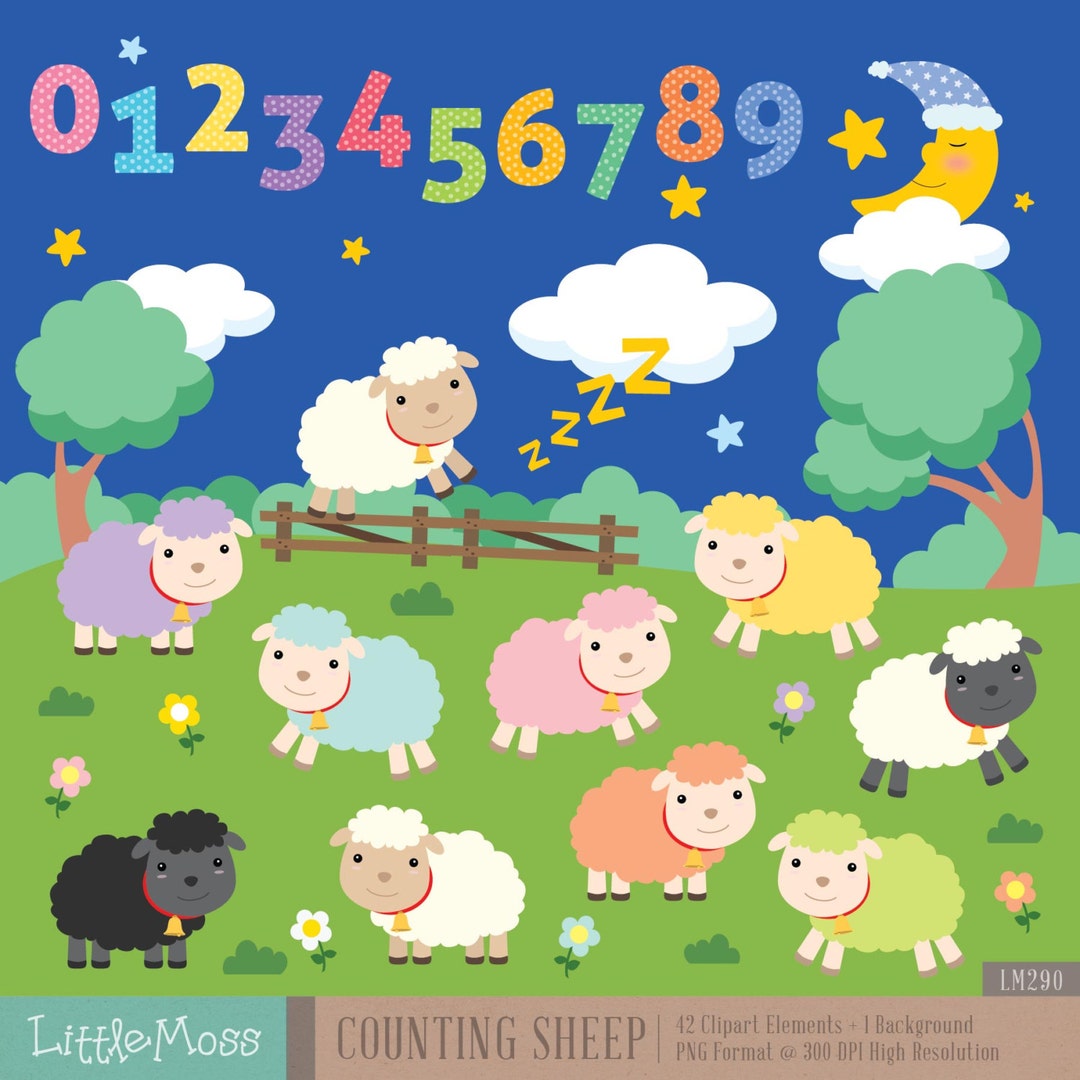 Counting Sheep Digital Clipart, Sheep Clipart - Etsy