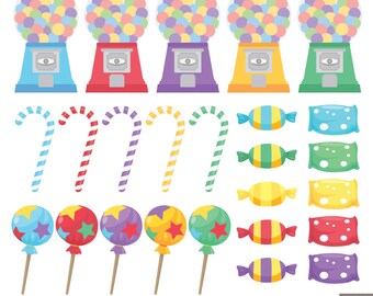 Sweet Shoppe Red Gumball Machine Candy Digital Clip Art Set - Etsy
