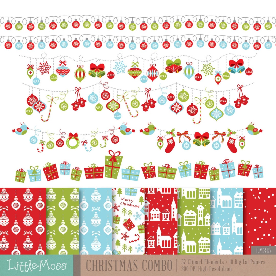 Christmas Combo Digital Clipart, Christmas Elements - Etsy