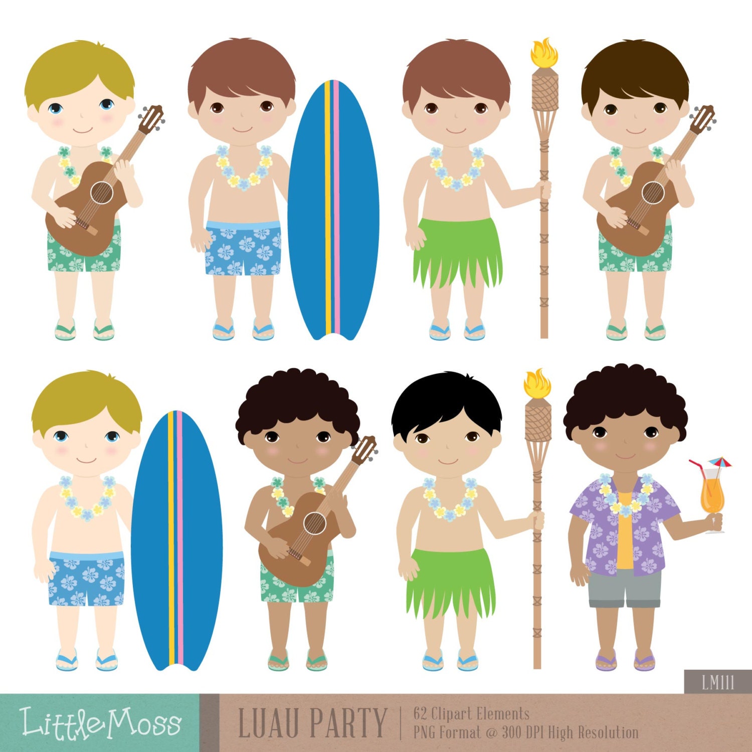 Luau Party Clipart: Aloha Hawaii Graphics (digital Download) - Etsy