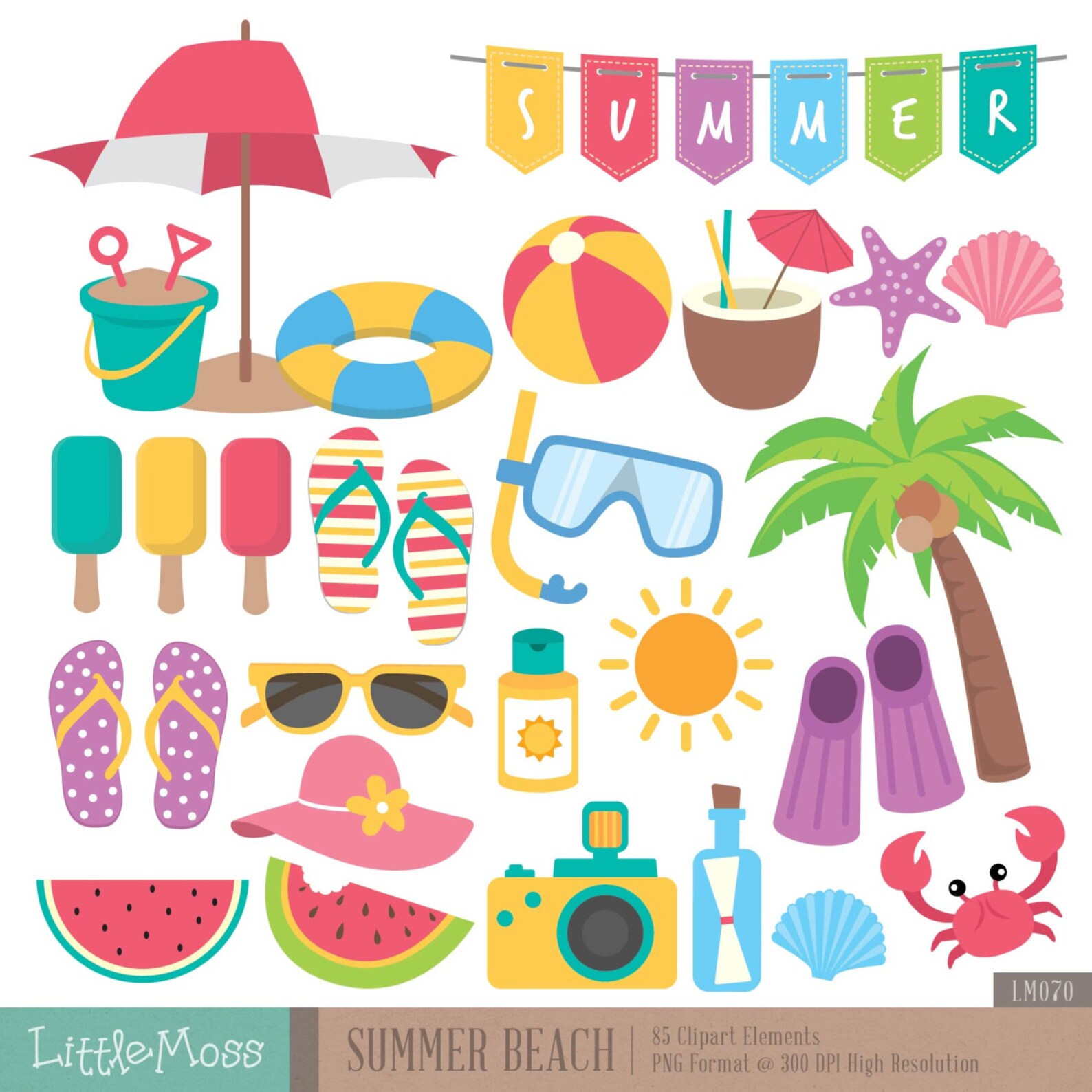 Summer Beach Digital Clipart - Etsy