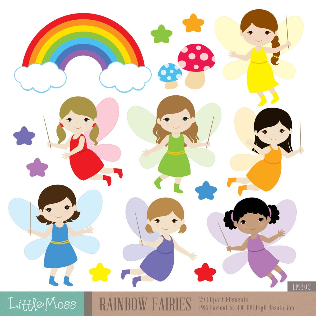 Rainbow Fairies Digital Clipart - Etsy
