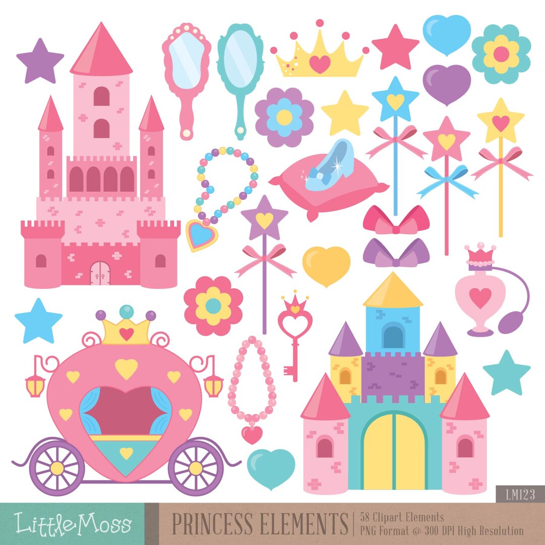 Princess Elements Digital Clipart, Castle Clipart , Carriage Clipart - Etsy