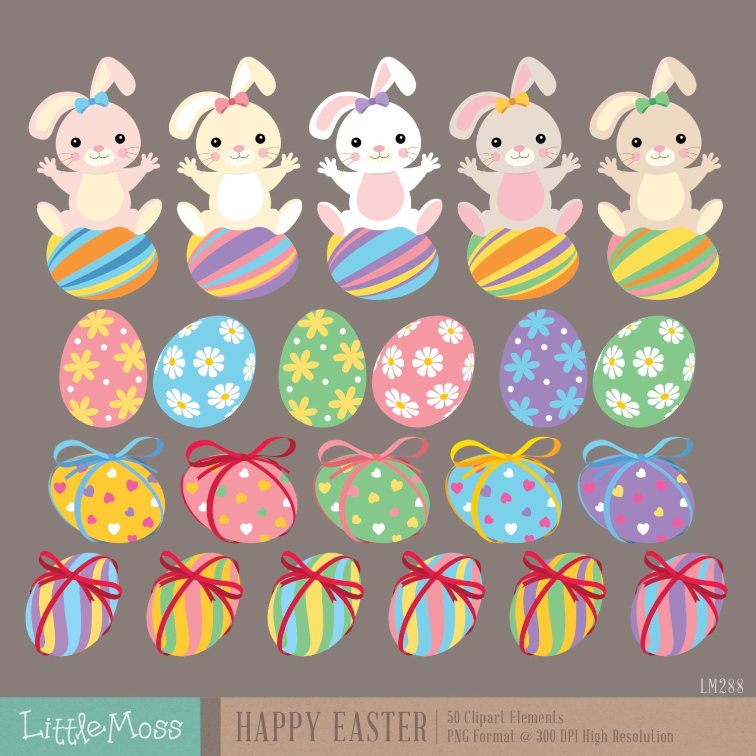 Happy Easter Digital Clipart - Etsy