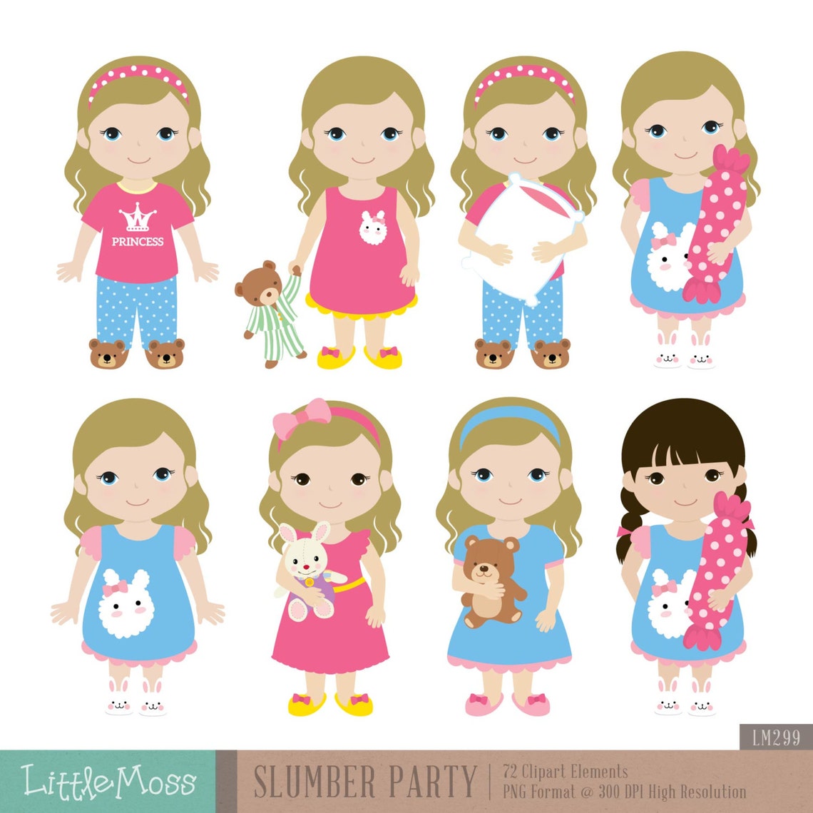 Slumber Party Digital Clipart | Etsy