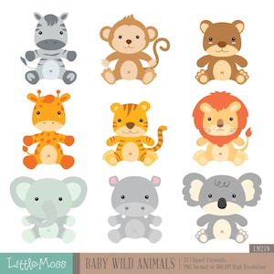 Baby Wild Animals Digital Clipart - Etsy