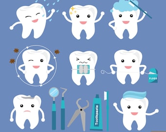 SALE Tooth Digital Paper Tooth Scrapbook, Tooth Clipart, Teeth, Dentist ...