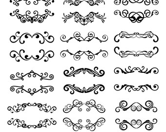 Colorful DOODLE FLOURISHES Clipart Digital Clip Art Design - Etsy