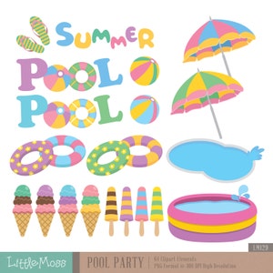 Boys Pool Party Digital Clipart - Etsy
