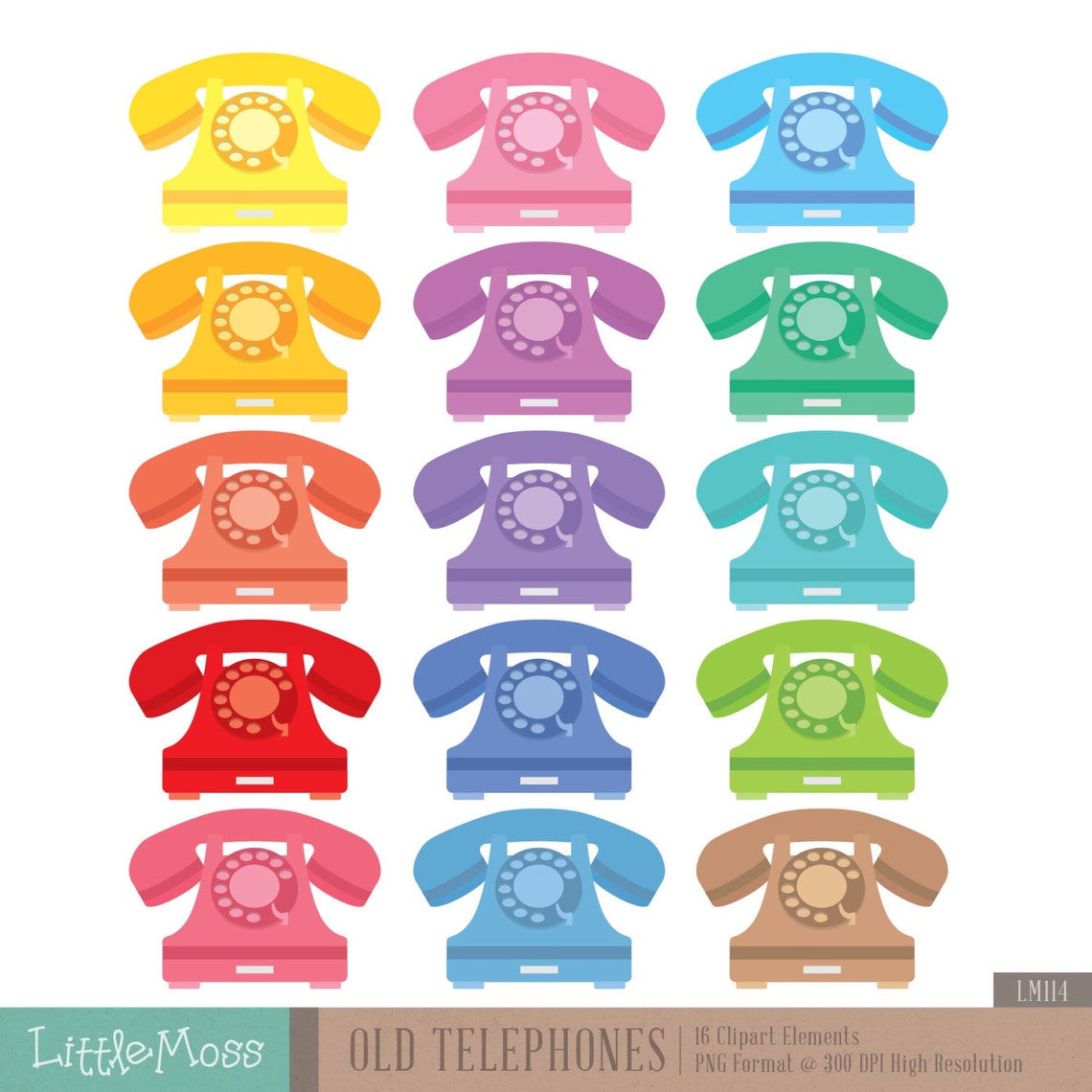 Retro Telephones Digital Clipart - Etsy